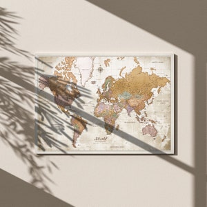 Personalized World Map - Push Pin Map - Pinboard Cork - Canvas Print ...