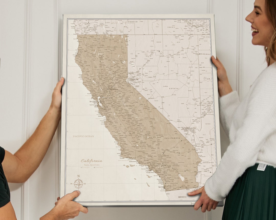 Personalized California Travel Map Push Pin Map United States Pinboard ...