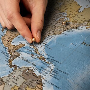 Personalized World Map - Push Pin Map - Pinboard Cork - Canvas Print ...