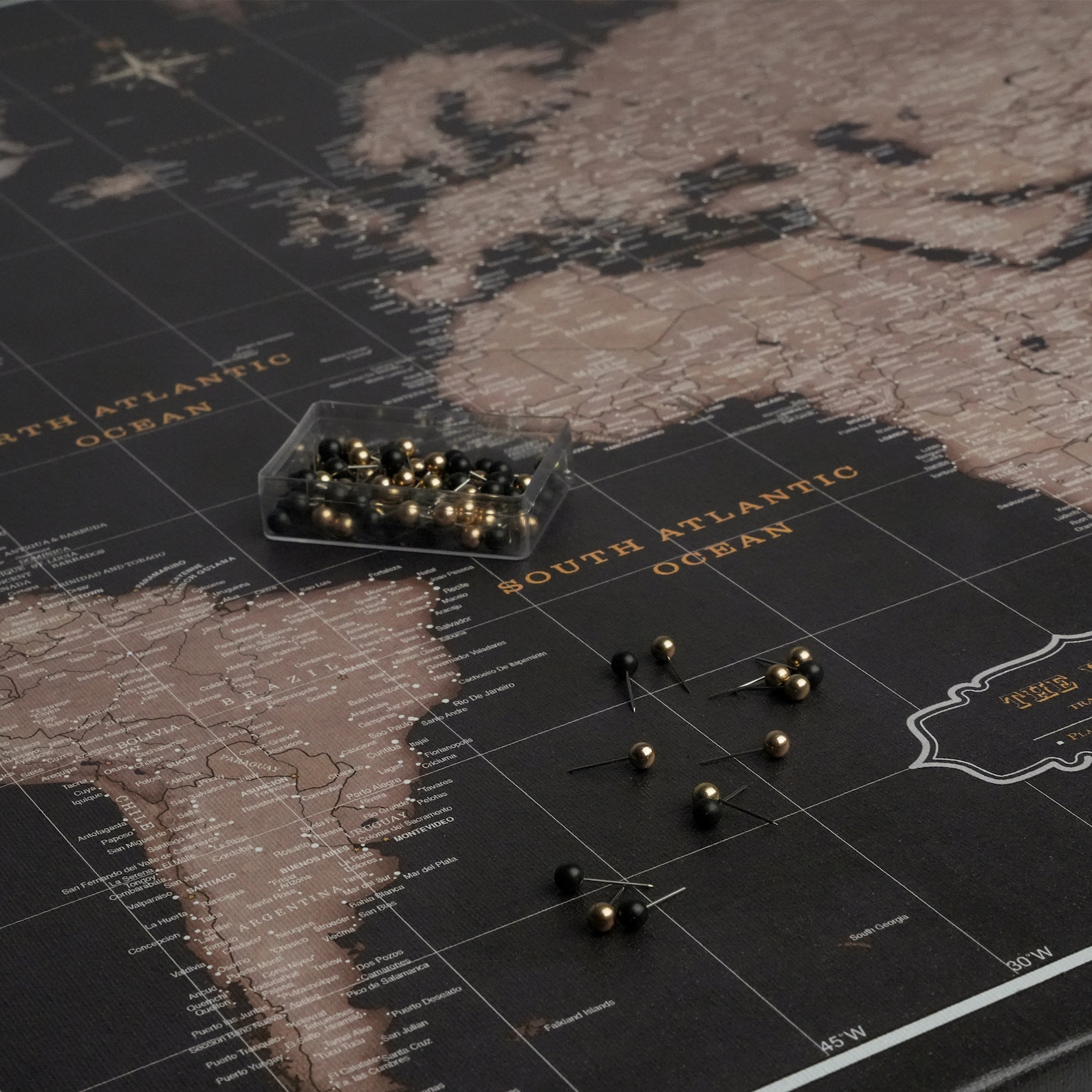Personalized World Map - Push Pin Map - Pinboard Cork - Canvas Print ...