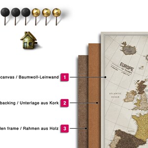 Detailed Map of Europe Pinboard Personalized Push Pin Map Gift for ...