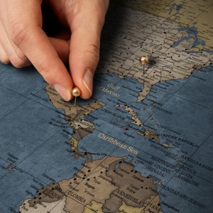 Personalized World Map Push Pin Map Pinboard Cork Canvas Print Gift for ...