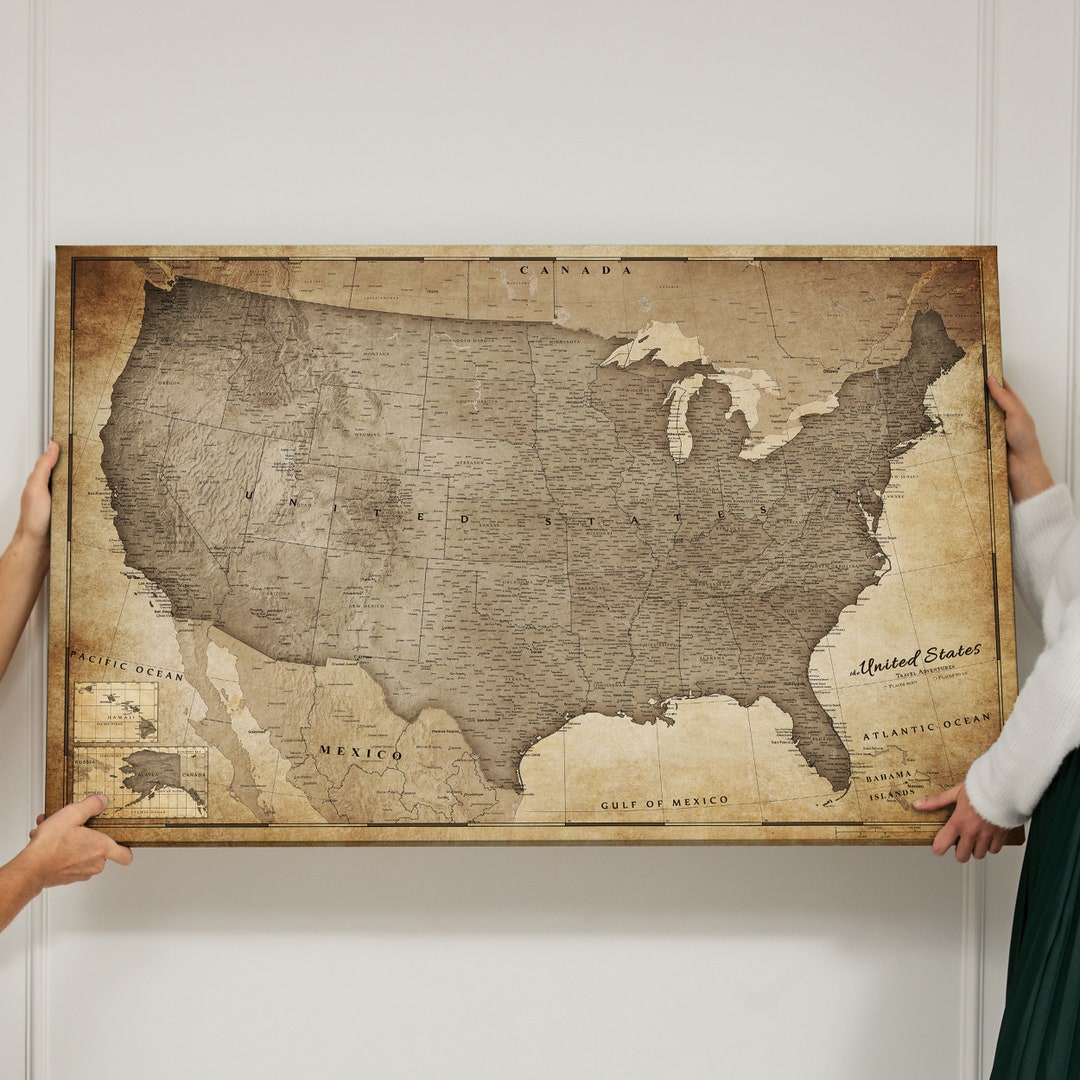 Personalized USA Travel Map Push Pin Map United States Pinboard Cork ...