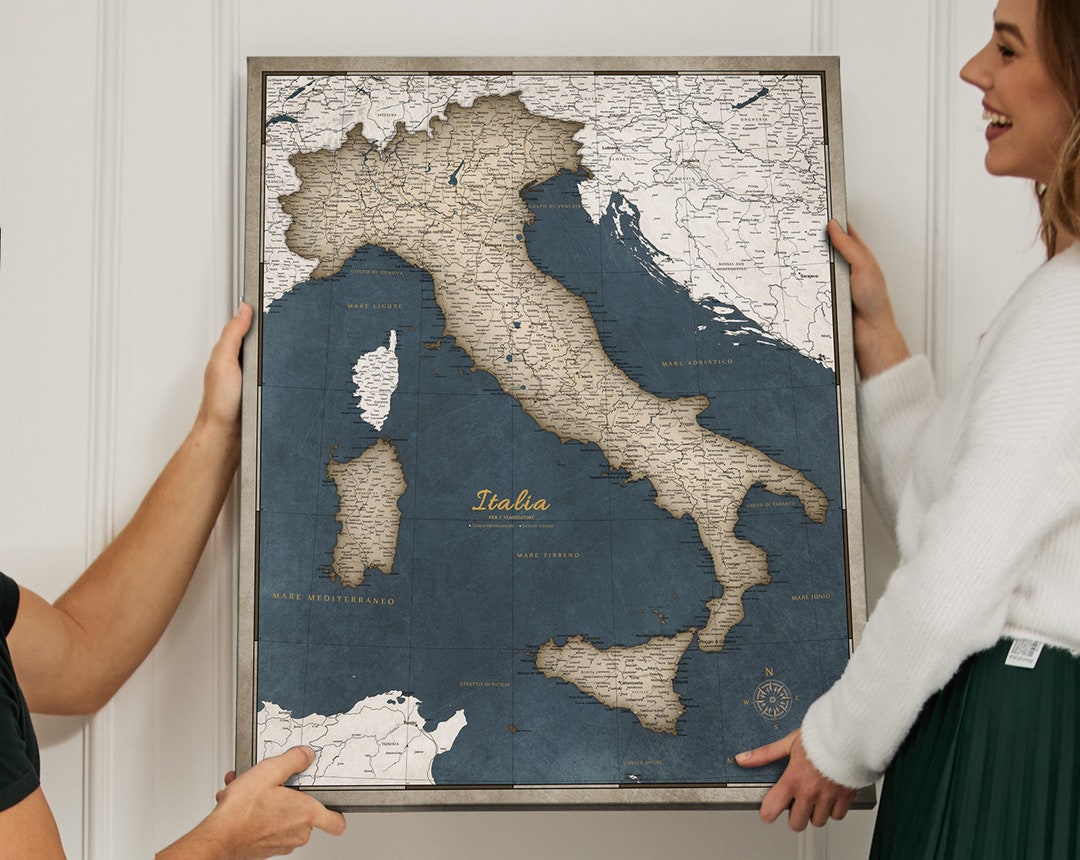 Personalized Push Pin Map Italy Old Style Retro Gift for Traveler ...