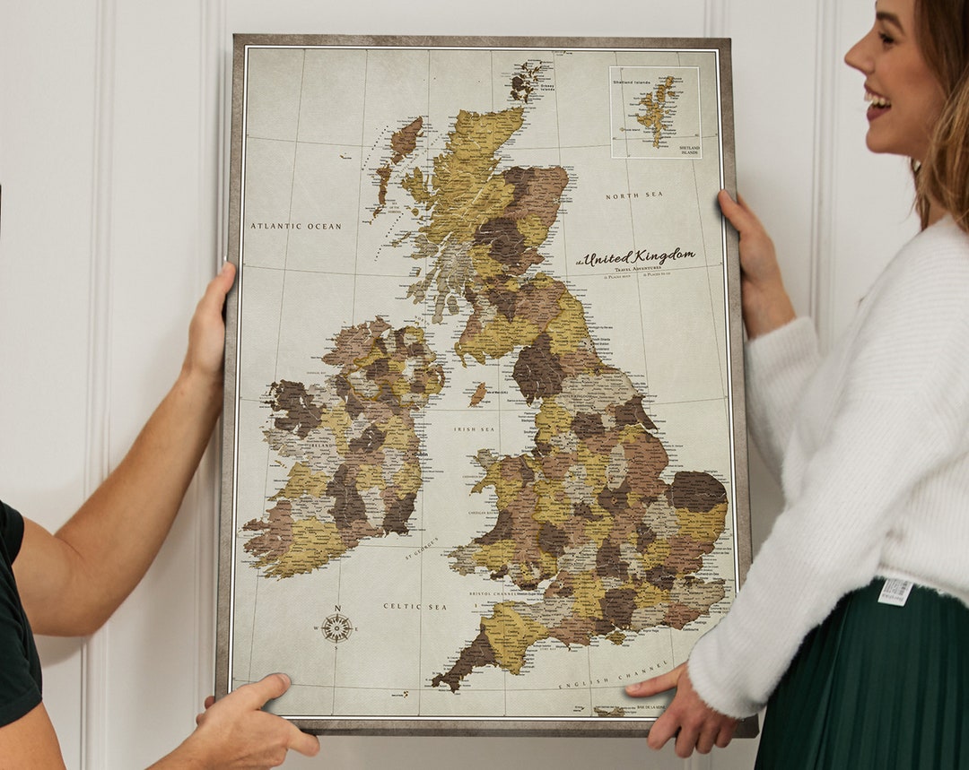 Personalized Push Pin Map UK & Ireland Old Style - United Kingdom ...