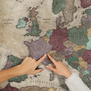 Detailed Map of Europe Pinboard Personalized Push Pin Map Gift for ...