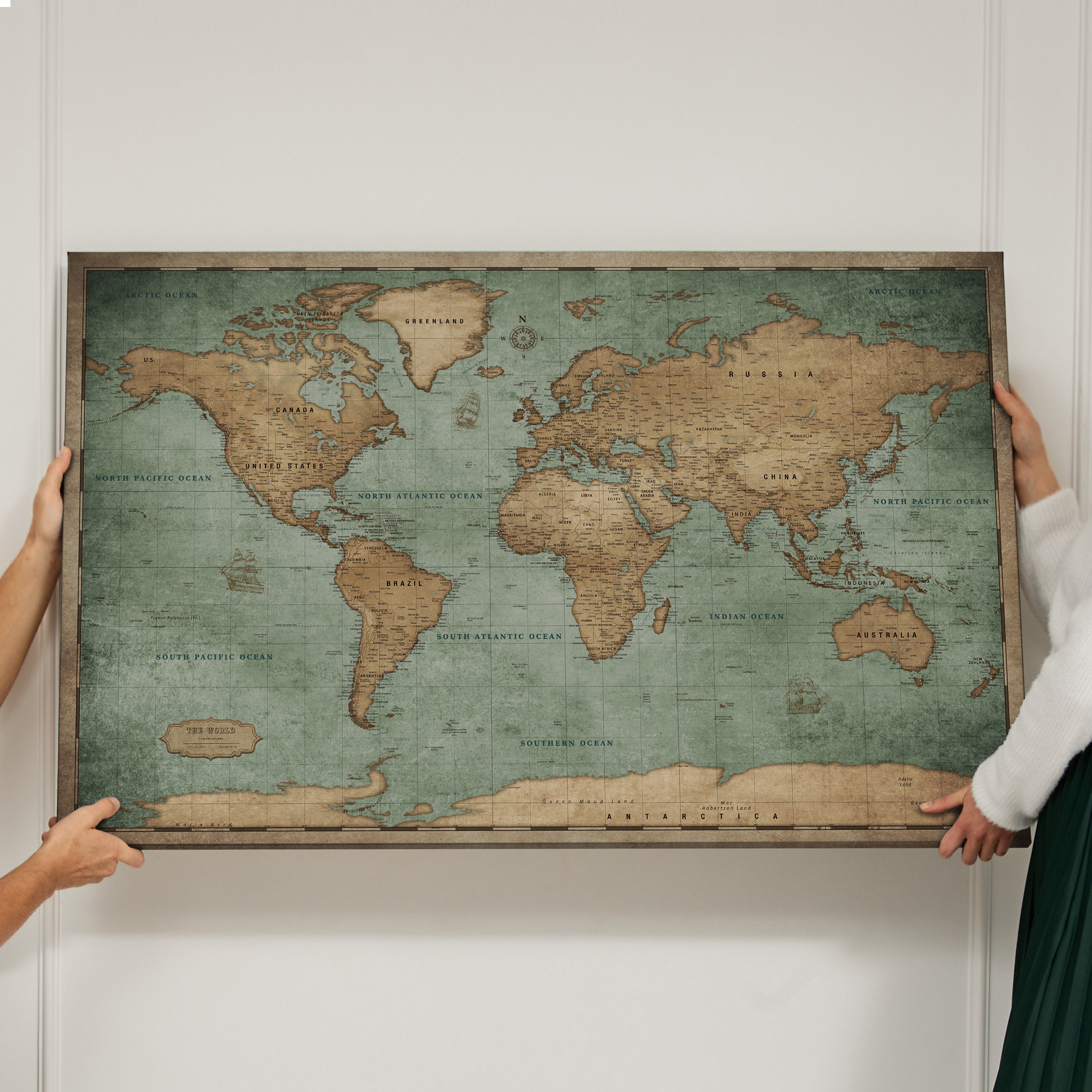 Personalized World Map Push Pin Map Pinboard Cork Canvas - Etsy UK