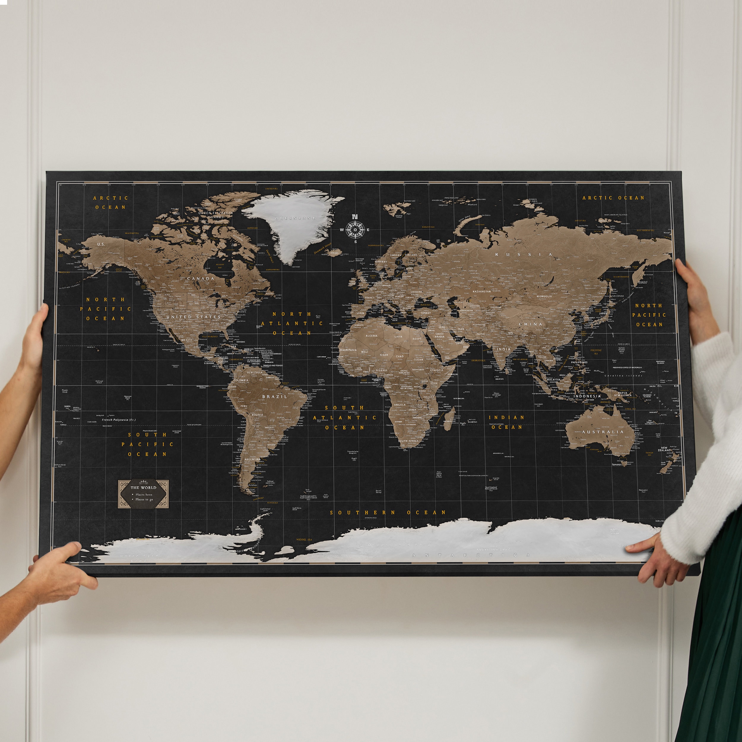 Personalized World Map Push Pin Map Pinboard Cork Canvas - Etsy