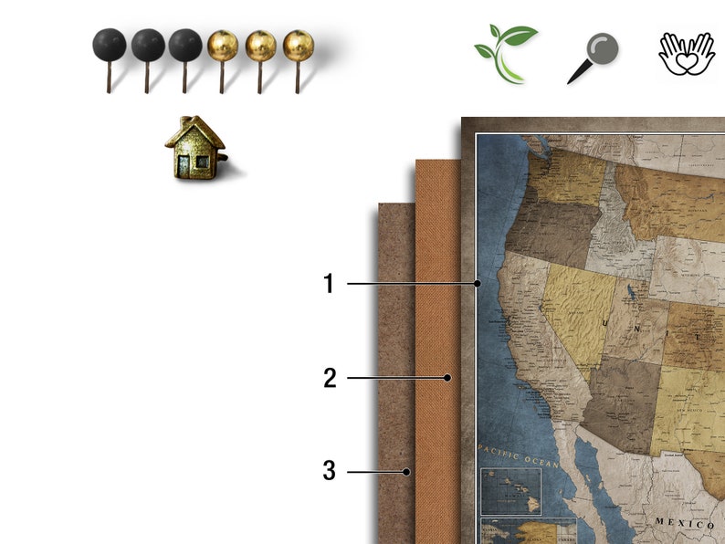 Personalized USA Travel Map Push Pin Map United States Pinboard Cork ...