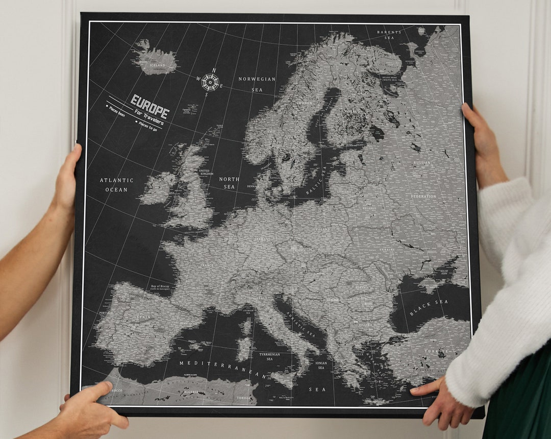 Detailed Map of Europe Pinboard Personalized Push Pin Map Gift for ...