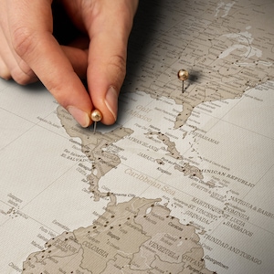 Personalized World Map - Push Pin Map - Pinboard Cork - Canvas Print ...