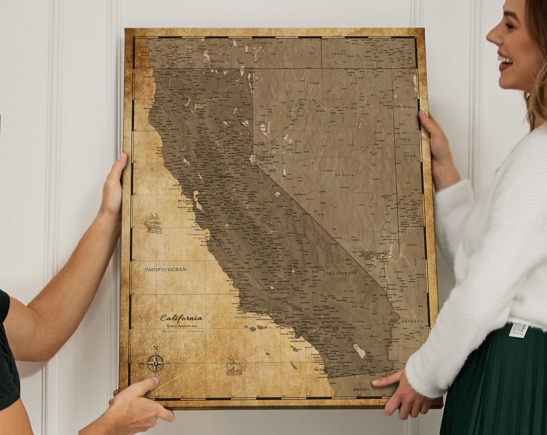 Personalized California Travel Map Push Pin Map United States Pinboard ...