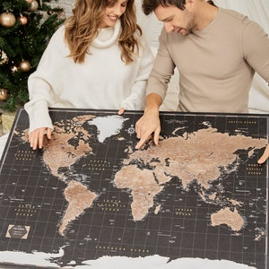 Personalized World Map - Push Pin Map - Pinboard Cork - Canvas Print ...