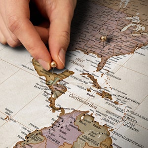 Personalized World Map - Push Pin Map - Pinboard Cork - Canvas Print ...