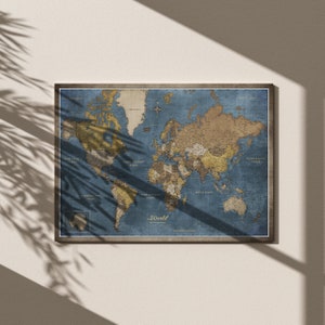 Personalized World Map Push Pin Map Pinboard Cork Canvas Print Gift for ...