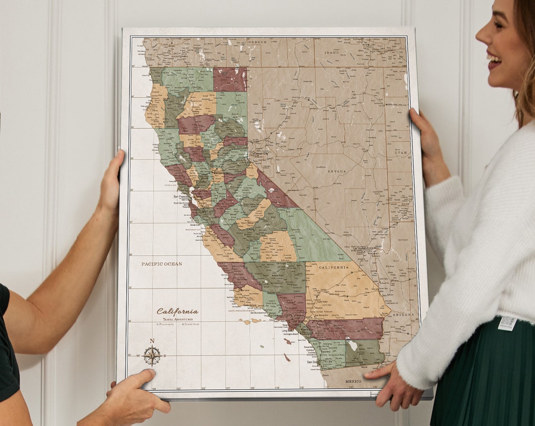 Personalized California Travel Map Push Pin Map United States Pinboard ...