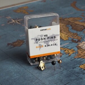 Personalized World Map Push Pin Map Pinboard Cork Canvas Print Gift for ...