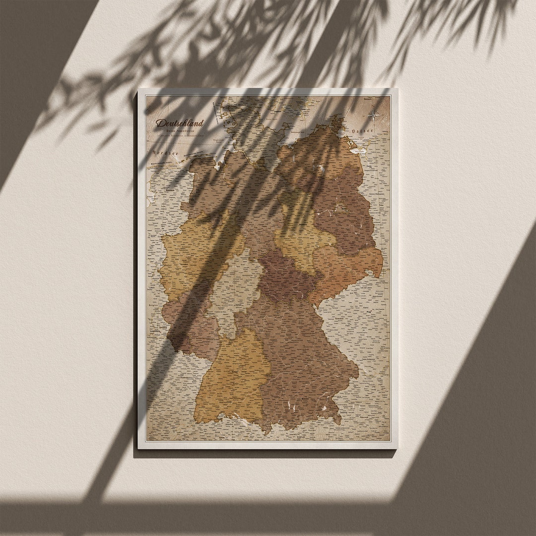 Push Pin Germany Map Deutschlandkarte Pinnwand Vintage Map With Pins ...