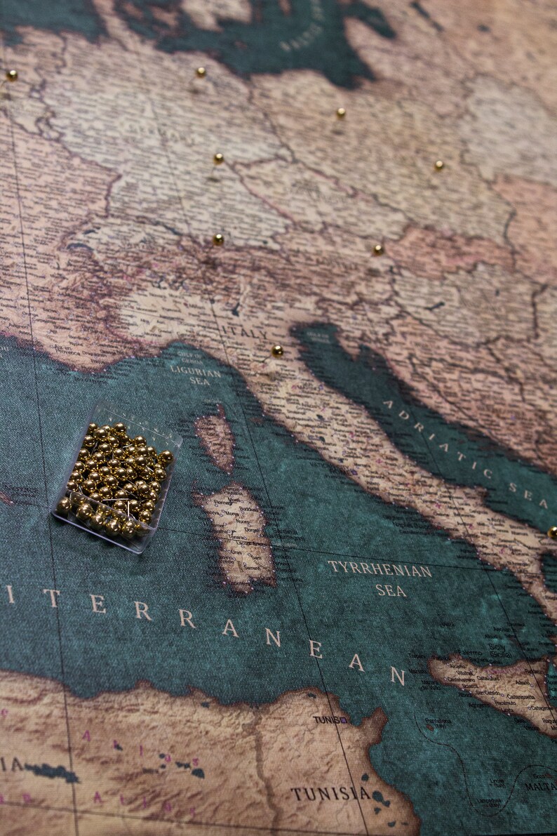 Detailed Map of Europe Pinboard Personalized Push Pin Map - Etsy
