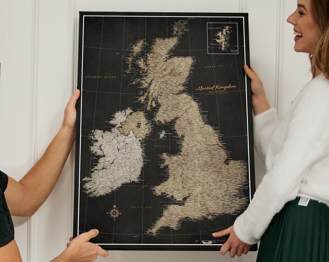 Personalized Push Pin Map UK & Ireland Old Style - United Kingdom ...