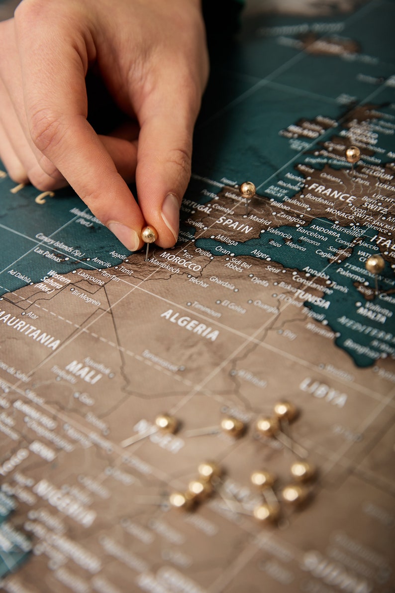 Personalized World Map Push Pin Map Pinboard Cork Canvas - Etsy