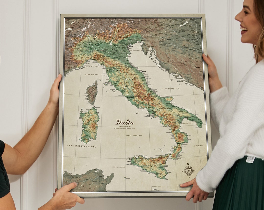 Personalized Push Pin Map Italy Old Style Retro Gift for Traveler ...