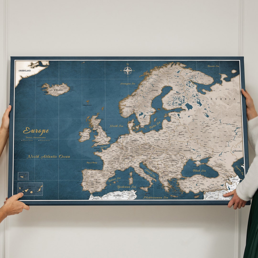 Carte d'Europe personnalisée - Pinboard Push Pin Map - Gift For ...