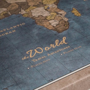 Personalized World Map Push Pin Map Pinboard Cork Canvas Print Gift for ...