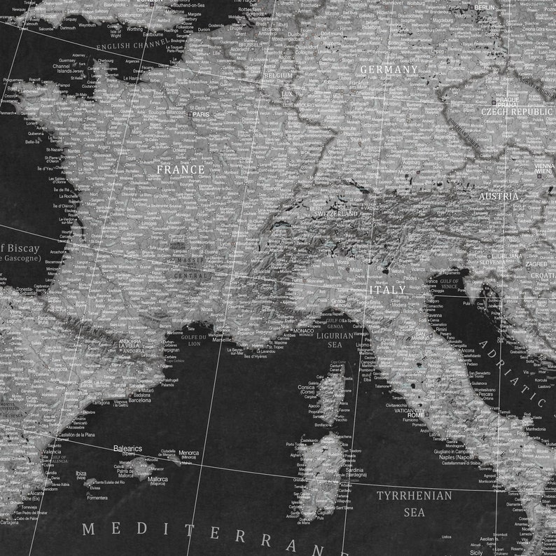 Detailed Map of Europe Pinboard Personalized Push Pin Map - Etsy