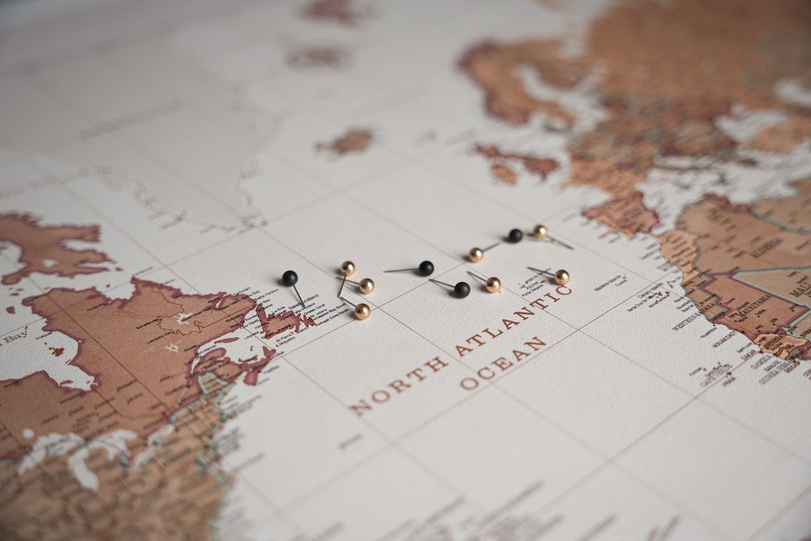 Personalized World Map - Push Pin Map - Pinboard Cork - Canvas Print ...