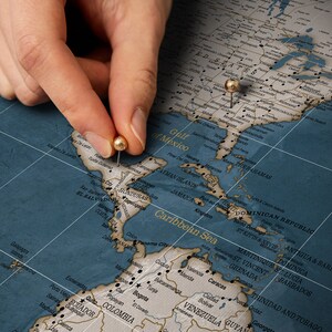 Personalized World Map Push Pin Map Pinboard Cork Canvas Print Gift for ...