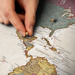 Personalized World Map - Push Pin Map - Pinboard Cork - Canvas Print ...