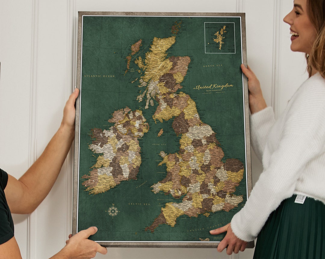 Personalized Push Pin Map UK & Ireland Old Style - United Kingdom ...