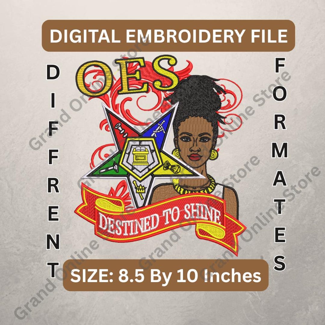 OES Lady Embroidery Design | Order of the Eastern Star Digital File ...