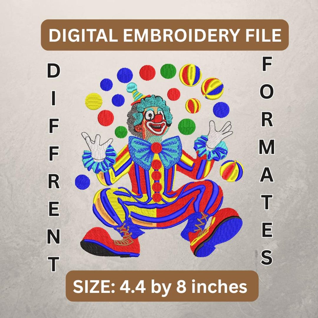 Juggling Clown Embroidery Design, Circus Embroidery File, Funny Cartoon ...