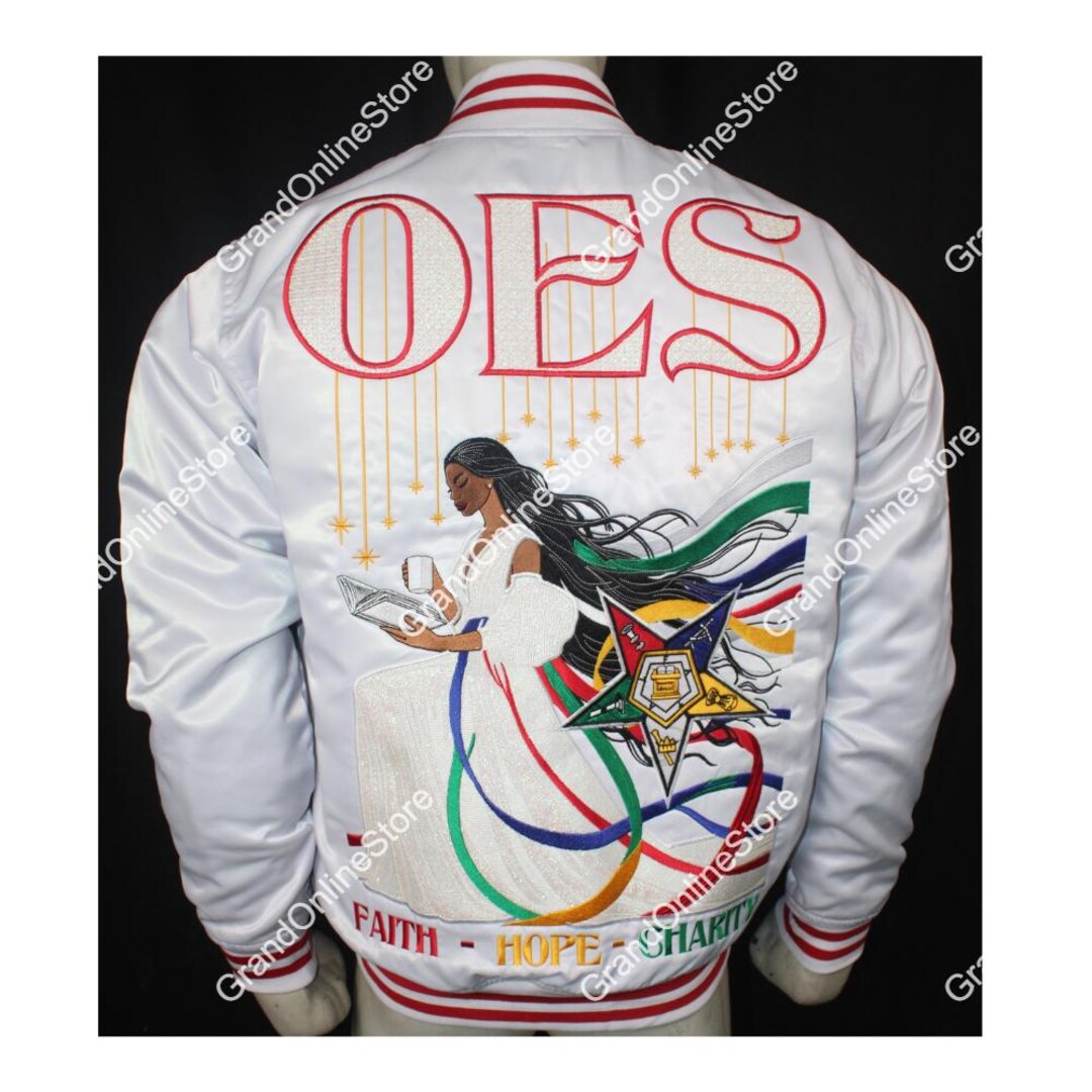 OES Silk Varsity Jacket: Embroidered Masonic Eastern Star Letterman ...