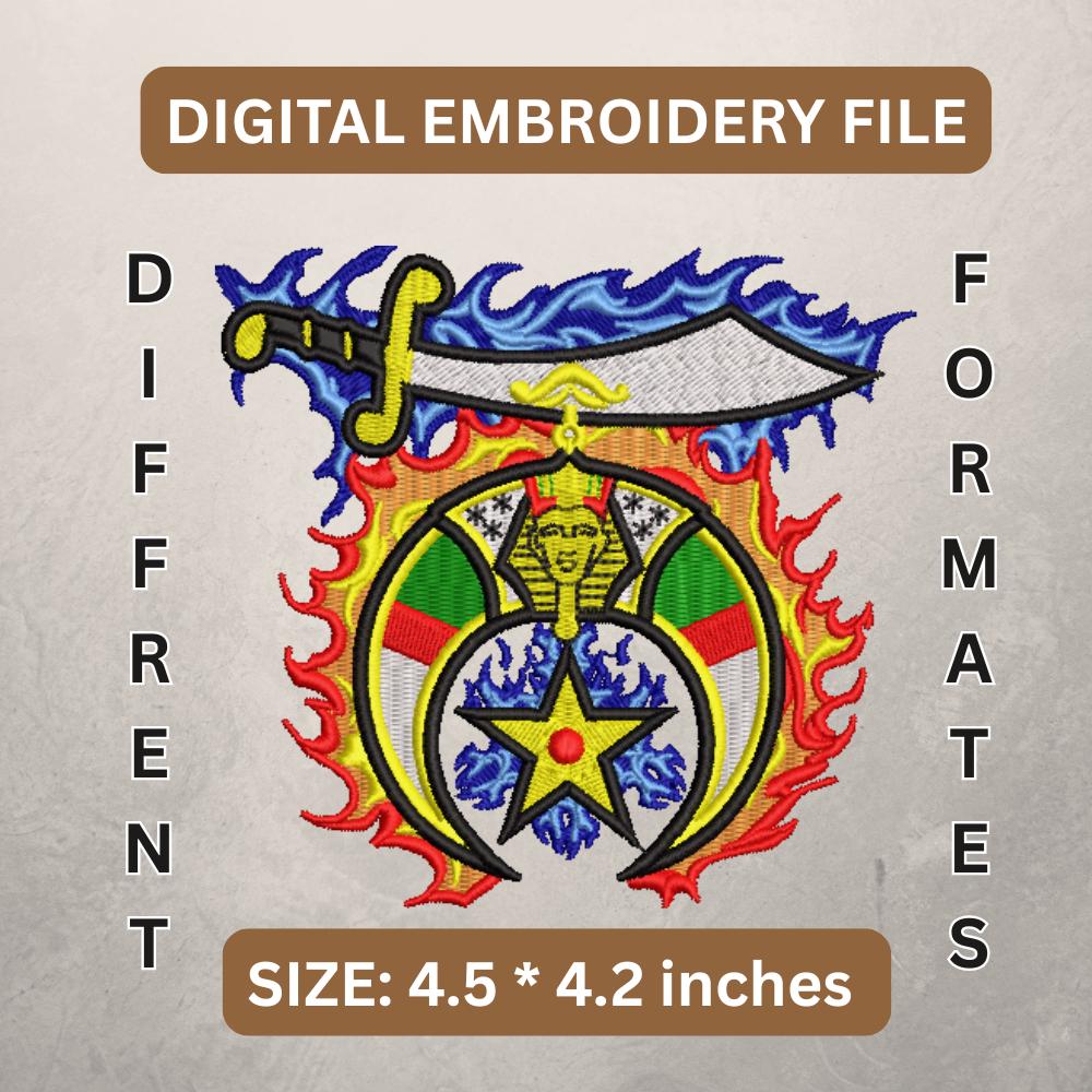 Shriner Logo Embroidery Design: Masonic Emblem (PES DST Instant ...
