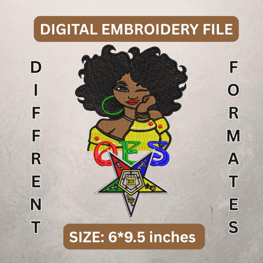 OES Lady Embroidery Design: Order of Eastern Star Woman (digital ...