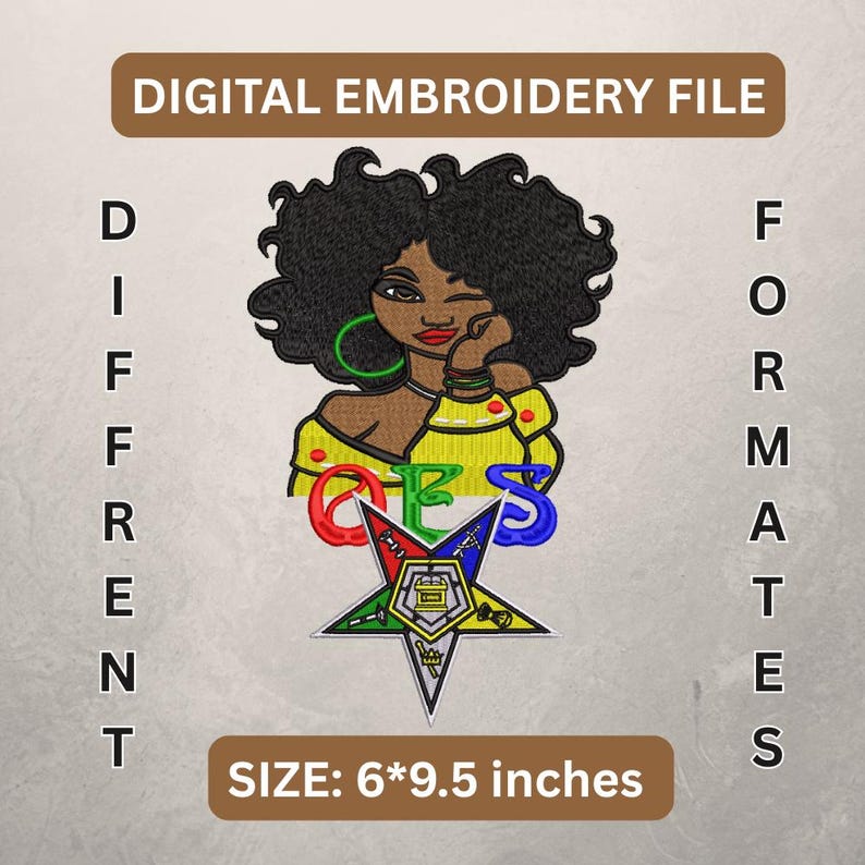 OES Lady Embroidery Design: Order of Eastern Star Woman (digital ...