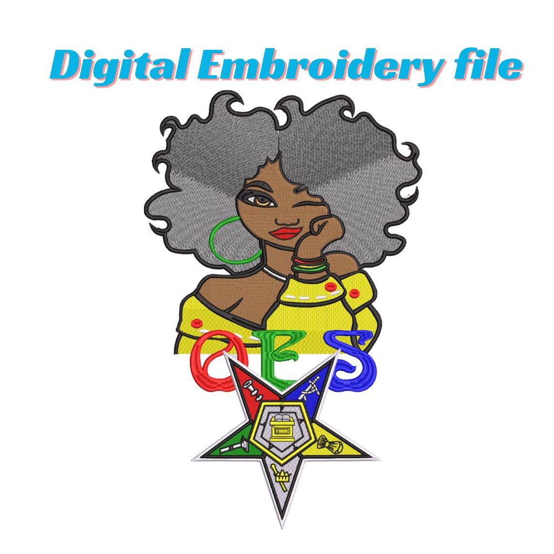 OES Lady Embroidery Design: Order of Eastern Star Woman (digital ...