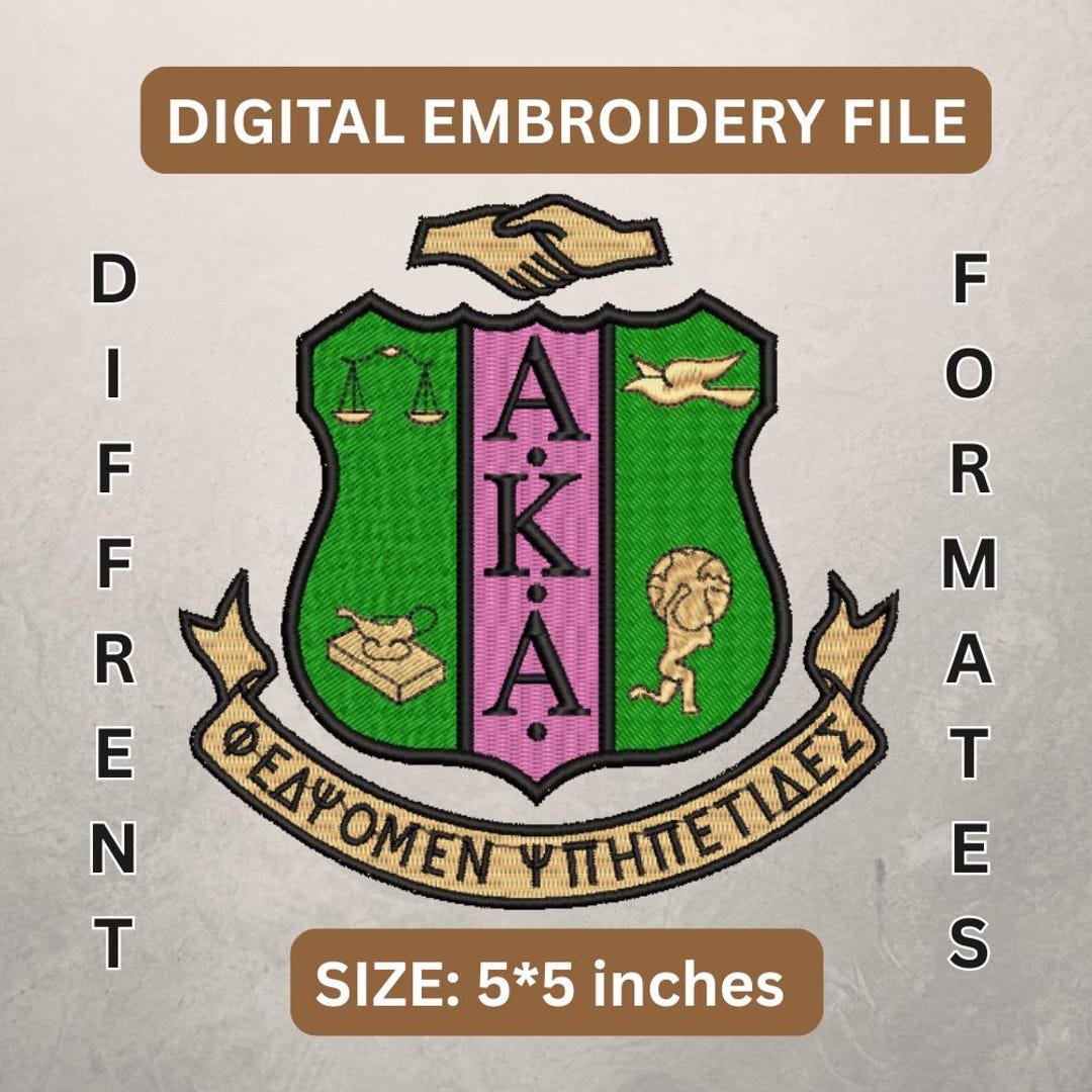 AKA Sorority Crest Embroidery Design: Alpha Kappa Alpha Shield (digital ...