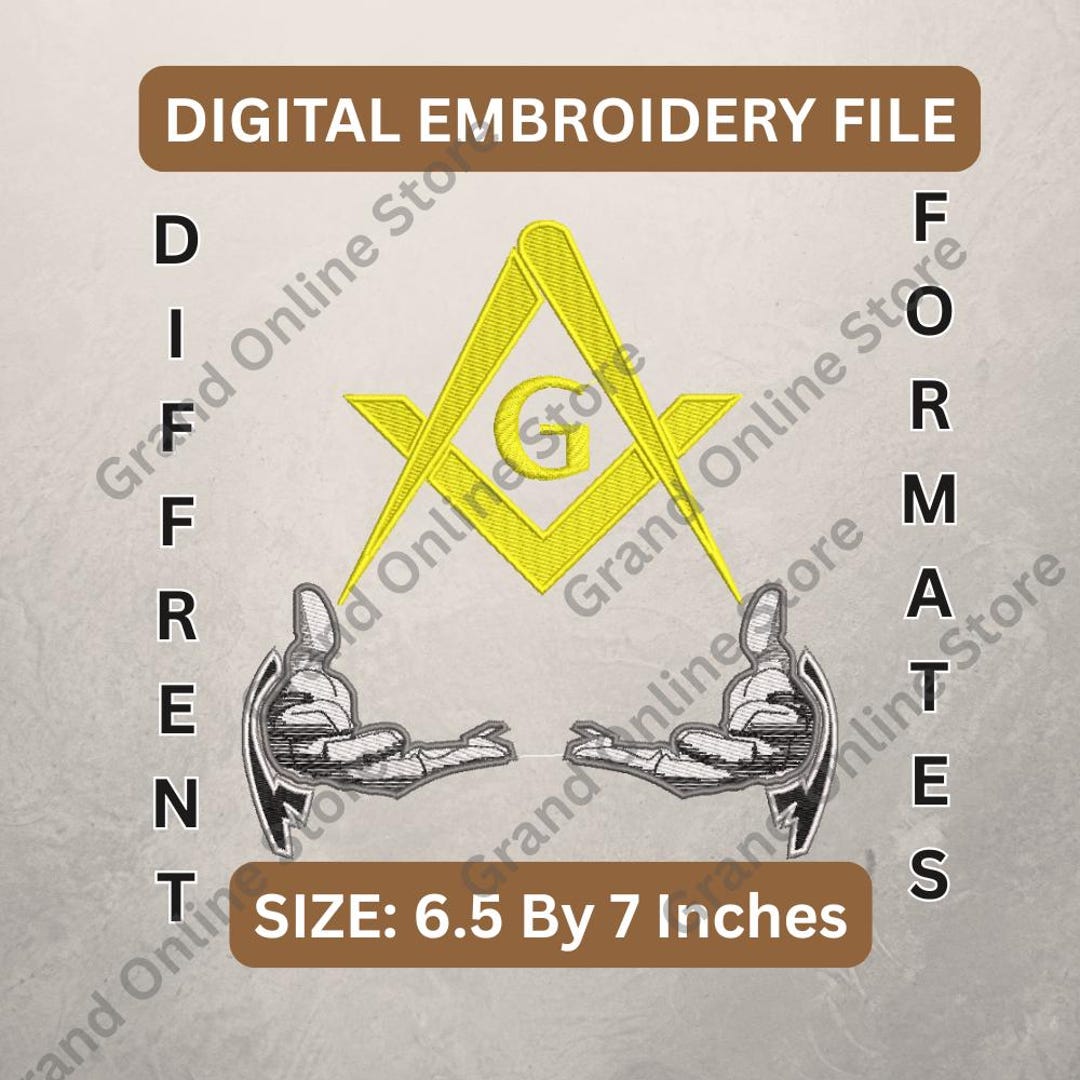 Masonic Square and Compasses Embroidery Design | G Symbol Masonic Hands ...