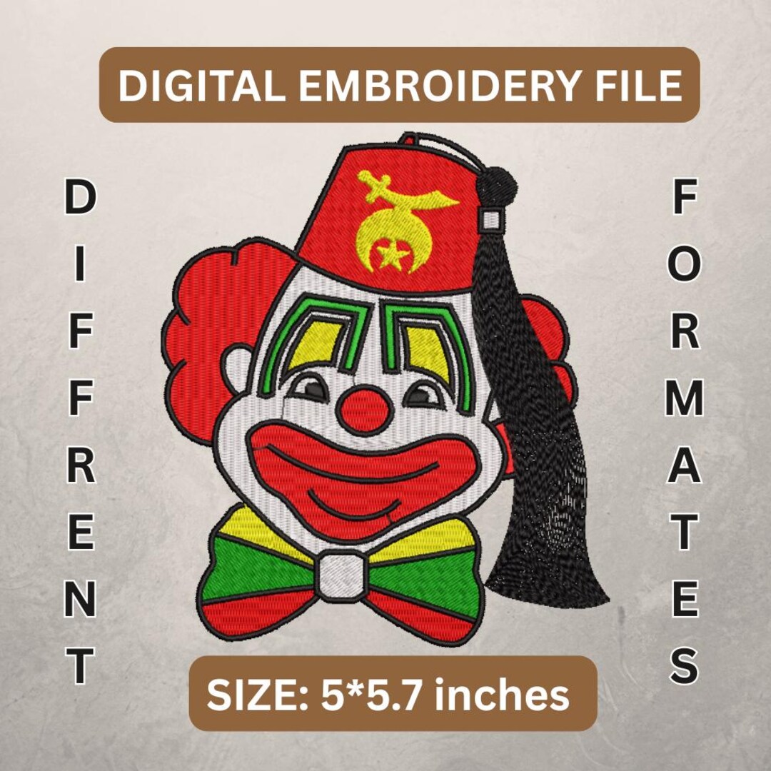 Shriner Joker Embroidery Design: Funny Fez Clown (digital Download) (3. ...
