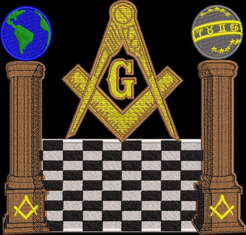 Freemason Embroidery Design With Pillars, Digital Masonic G File ...