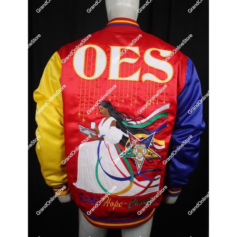 Embroidered OES Silk Varsity Jacket - Eastern Star Sisterhood Apparel ...