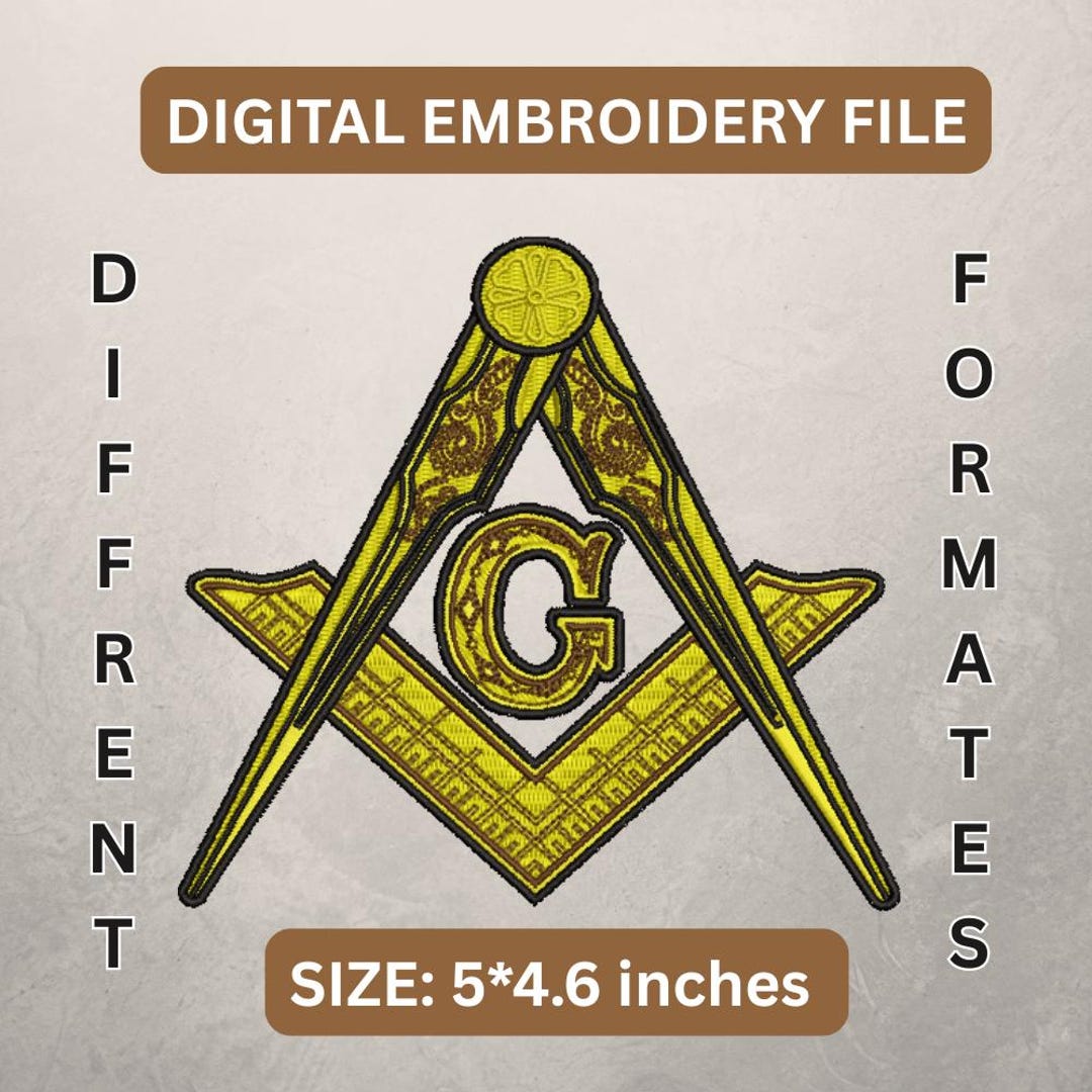 Masonic Square and Compass Embroidery Design: Freemason Symbol (digital ...