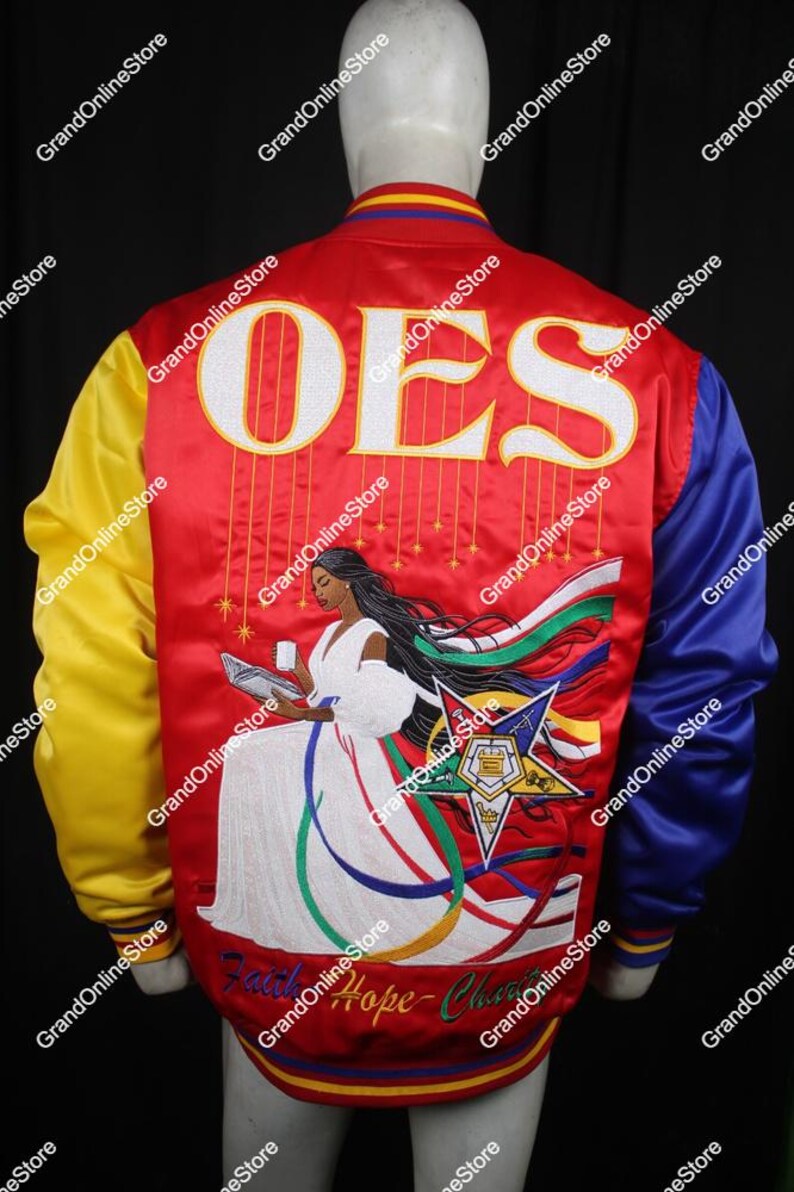 Embroidered OES Silk Varsity Jacket - Eastern Star Sisterhood Apparel ...