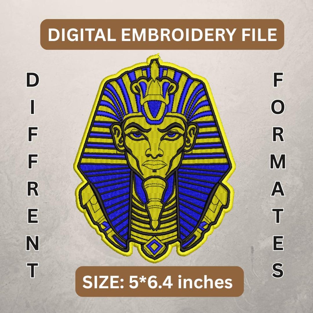 Egyptian Pharaoh Face Embroidery Design: Royal Ancient King (digital ...