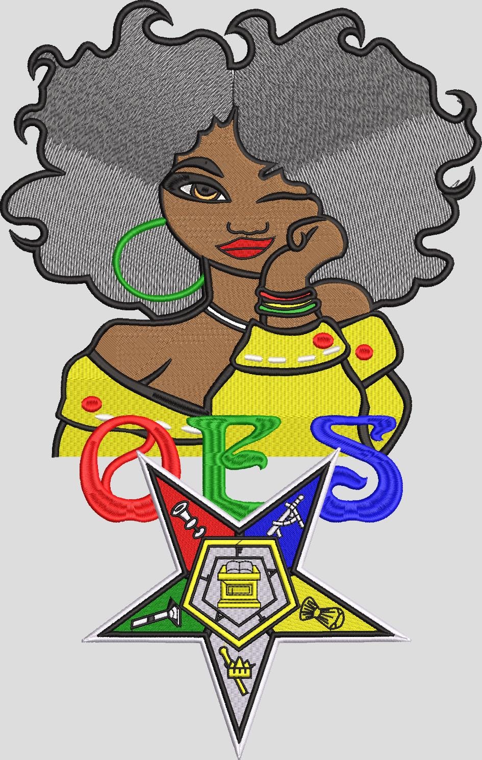 OES Lady Embroidery Design: Order of Eastern Star Woman (digital ...