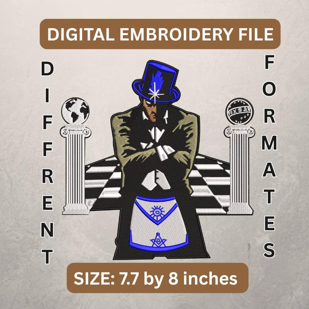 Masonic Embroidery File, Square and Compasses Digital Design, Freemason ...